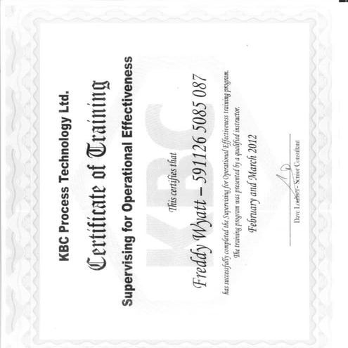 KBC Supervisor Cert | PDF