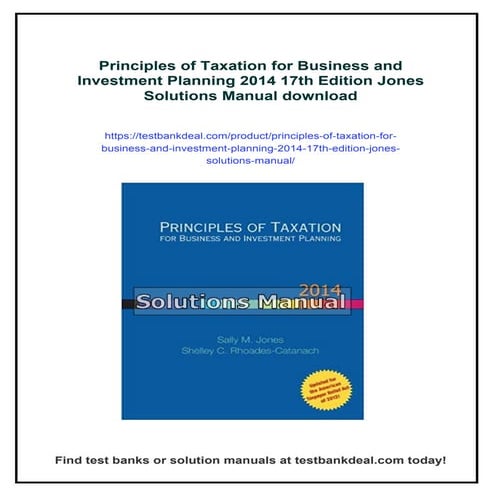 Principles of Taxation for Business and Investment Planning 2014 17th ...