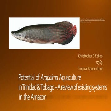 Potential of Arapaima Aquaculture in Trinidad & Tobago – A review of ...