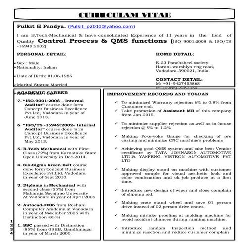 CURRICULAM VITAE_Pulkit Pandya | DOC