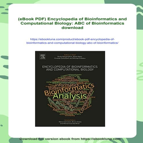 (eBook PDF) Encyclopedia of Bioinformatics and Computational Biology ...