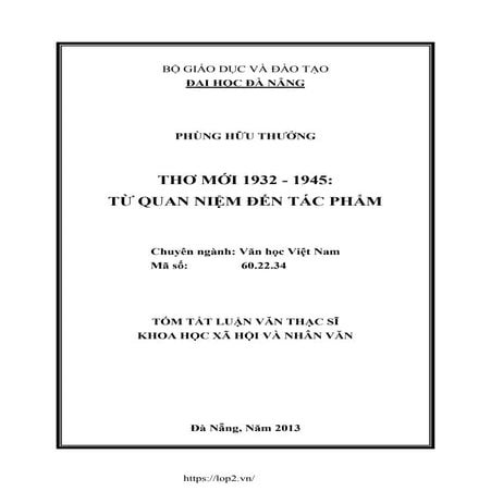 Luận văn Thơ mới 1932 - 1945: Từ quan niệm đến tác phẩm | PDF