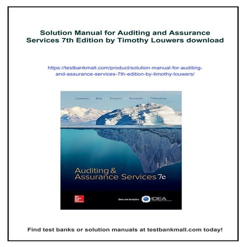 Solution Manual for Auditing and Assurance Services 7th Edition by Timothy Louwers | PDF
