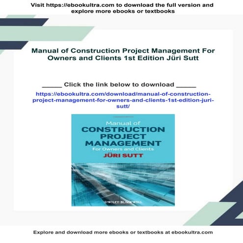 Manual of Construction Project Management For Owners and Clients 1st ...