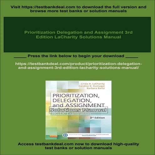 Prioritization Delegation and Assignment 3rd Edition LaCharity Solutions Manual | PDF