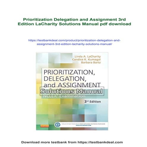 Prioritization Delegation and Assignment 3rd Edition LaCharity Solutions Manual | PDF