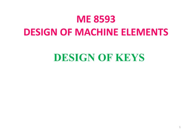 Unit 2.2 Design of keys | PDF