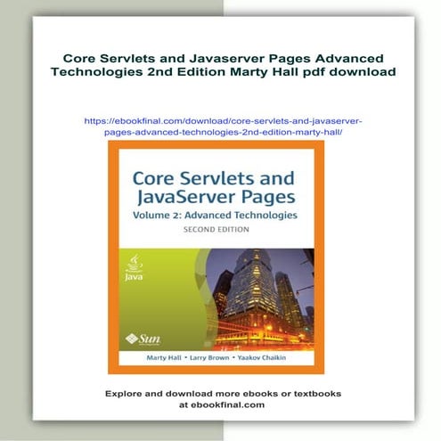 Core Servlets and Javaserver Pages Advanced Technologies 2nd Edition Marty Hall | PDF