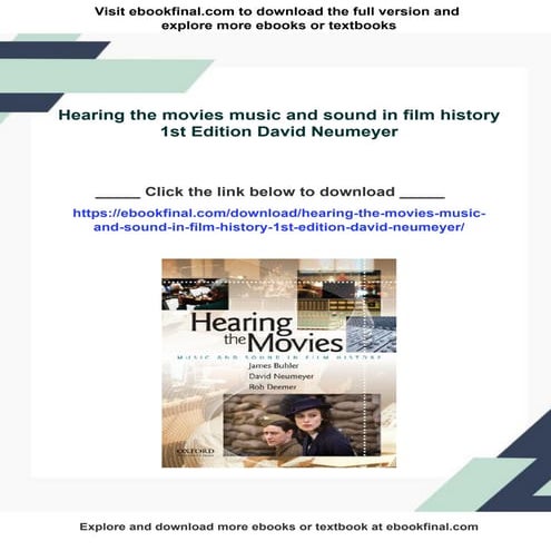 Hearing the movies music and sound in film history 1st Edition David ...