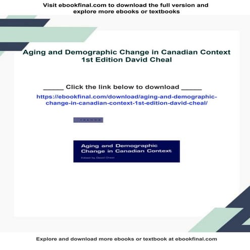 Aging and Demographic Change in Canadian Context 1st Edition David ...
