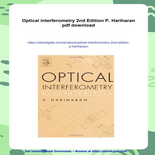 Optical interferometry 2nd Edition P. Hariharan | PDF