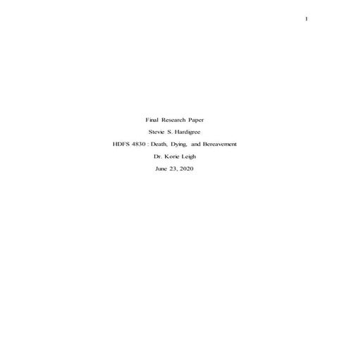 Death, Dying, and Bereavement Final Research Paper | DOCX