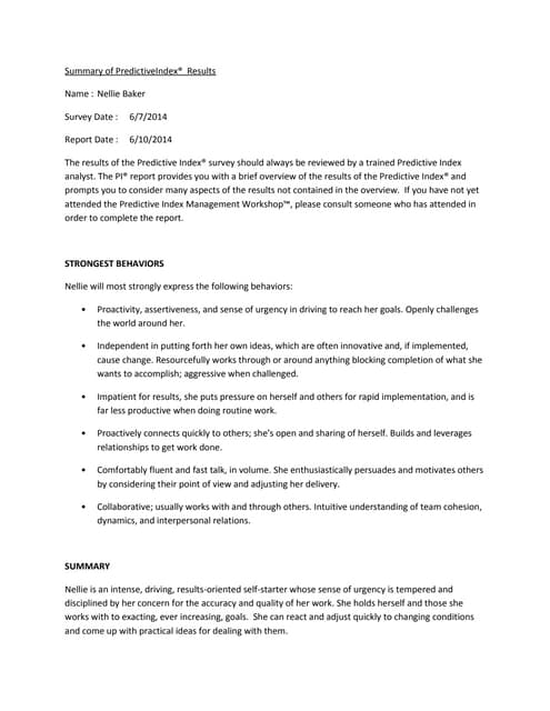 Predictive Index Assessment | PDF