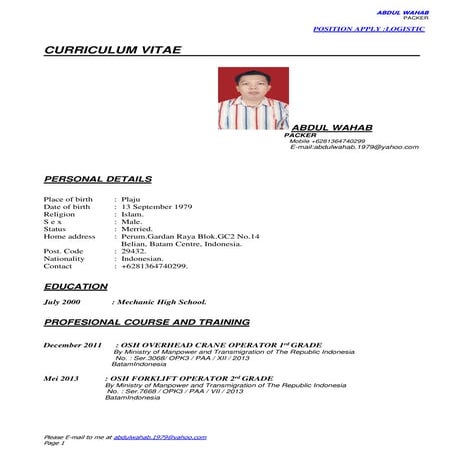 Certificate OPERATOR K3 KERAN OVER HEAD | PDF