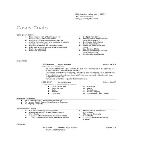 Casey's Final resume 2011 (1) | DOCX