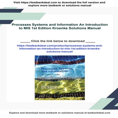 Processes Systems and Information An Introduction to MIS 1st Edition Kroenke Solutions Manual | PDF