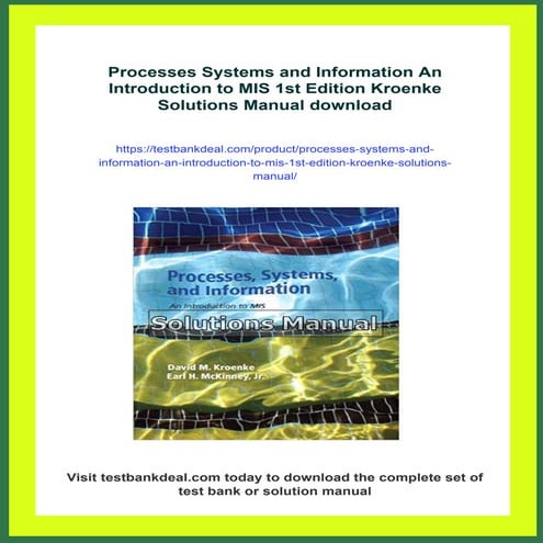 Processes Systems and Information An Introduction to MIS 1st Edition ...