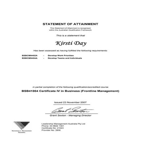 LMA Certificate | PDF