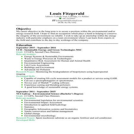 Callum Graham Reid - CV (1) | PDF