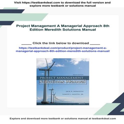 Project Management A Managerial Approach 8th Edition Meredith Solutions Manual | PDF