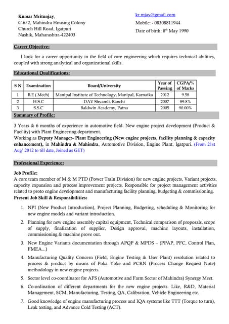 PALLAMI resume | DOC | Civil Engineering Industry | Industries