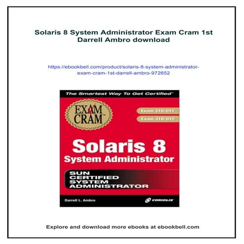 Solaris 8 System Administrator Exam Cram 1st Darrell Ambro | PDF