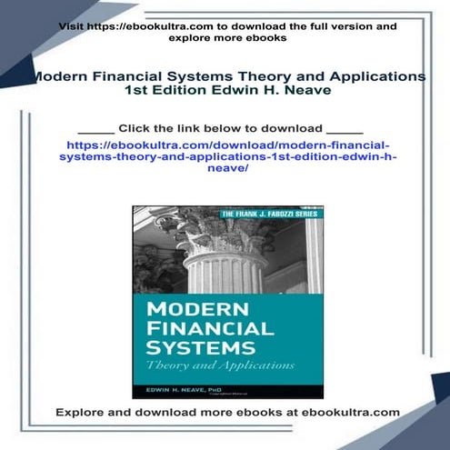 Modern Financial Systems Theory and Applications 1st Edition Edwin H ...