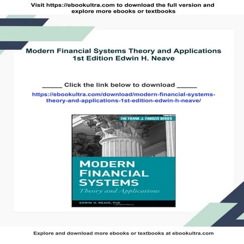 Modern Financial Systems Theory and Applications 1st Edition Edwin H ...