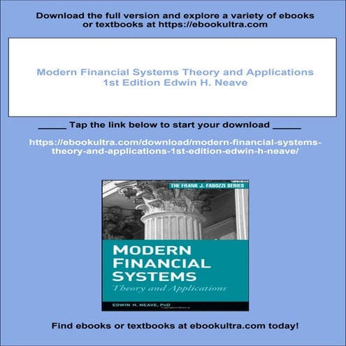 Modern Financial Systems Theory and Applications 1st Edition Edwin H ...
