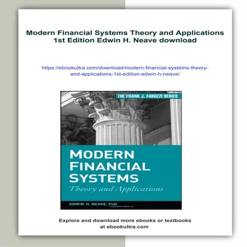 Modern Financial Systems Theory and Applications 1st Edition Edwin H ...
