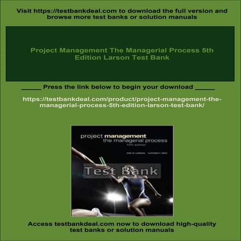 Project Management The Managerial Process 5th Edition Larson Test Bank ...