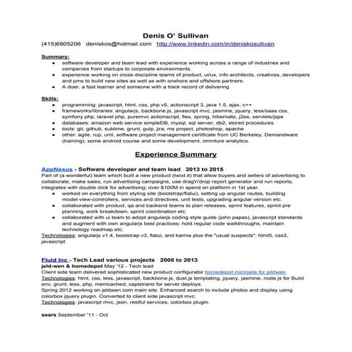Resume2015 | PDF | Web Development | Internet