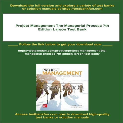 Project Management The Managerial Process 7th Edition Larson Test Bank ...