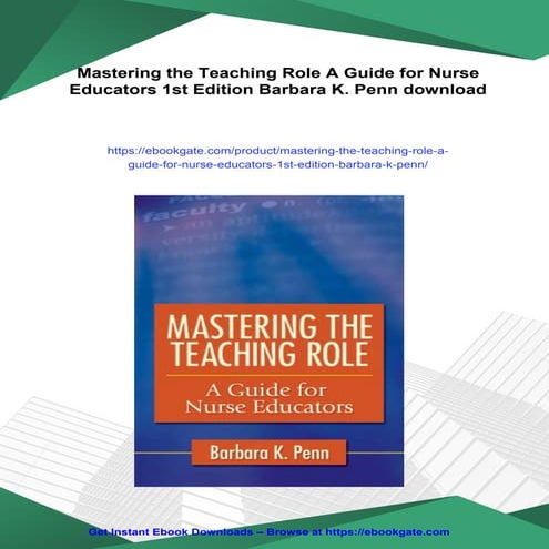 Mastering the Teaching Role A Guide for Nurse Educators 1st Edition ...