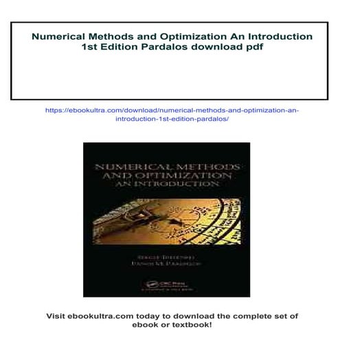 Numerical Methods and Optimization An Introduction 1st Edition Pardalos | PDF