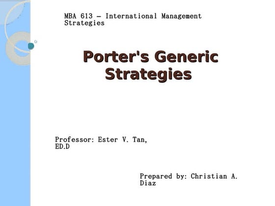 Porter's Generic Strategies | PPT