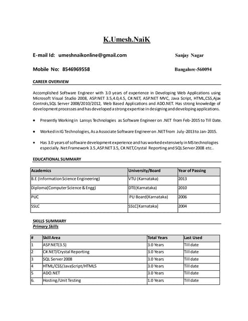 Vanitha_Resume | PDF
