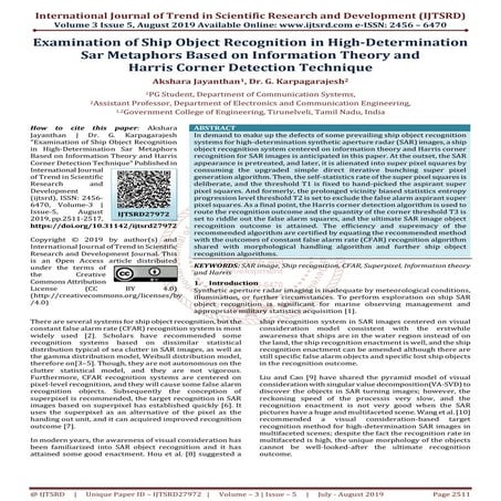 Examination of Ship Object Recognition in High Determination Sar Metaphors Based on Information ...