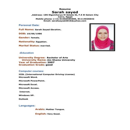 Sarah Sayed`s CV | DOC