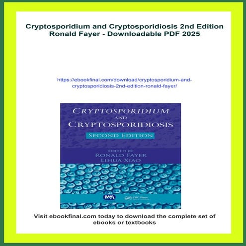 Cryptosporidium and Cryptosporidiosis 2nd Edition Ronald Fayer | PDF
