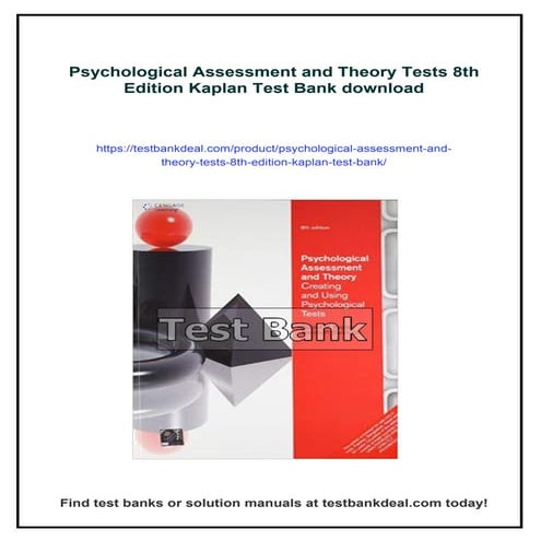 Psychological Assessment and Theory Tests 8th Edition Kaplan Test Bank ...