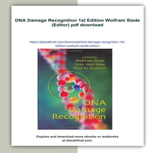 DNA Damage Recognition 1st Edition Wolfram Siede (Editor) | PDF