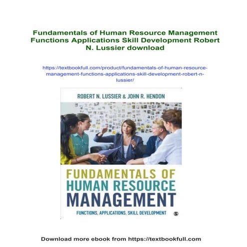 Fundamentals of Human Resource Management Functions Applications Skill Development Robert N ...