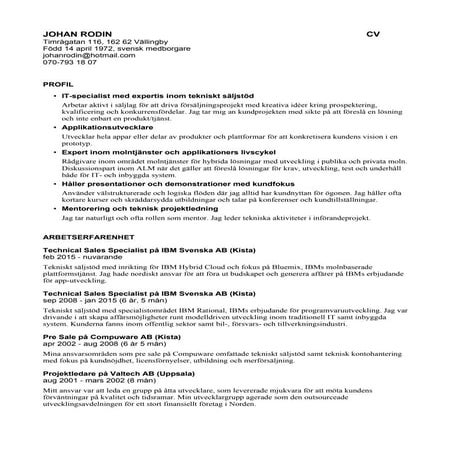 JohanRodinCV | PDF