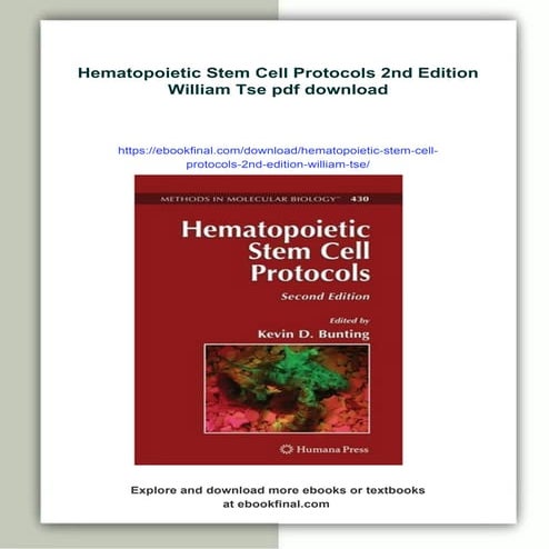 Hematopoietic Stem Cell Protocols 2nd Edition William Tse | PDF