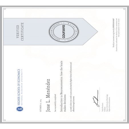 NeuroEconomic certificate Higher School of Economics | PDF