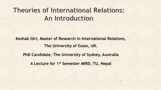 1 introduction to international relations | PPT