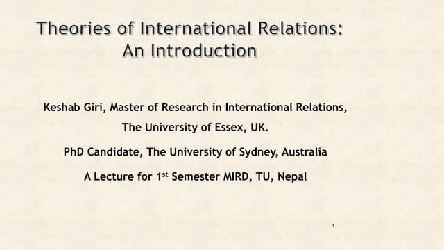 1 introduction to international relations | PPTX