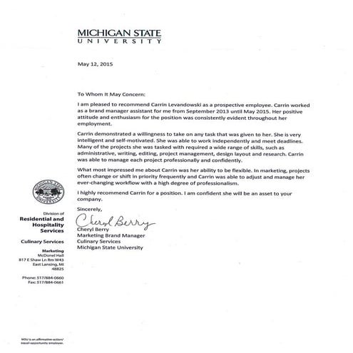 Cheryl Berry Letter of Recommendation | PDF
