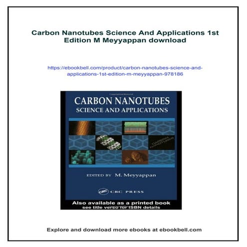 Carbon Nanotubes Science And Applications 1st Edition M Meyyappan | PDF